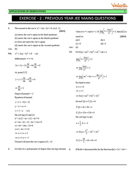 Application Of Derivative Ex 2 Pdf