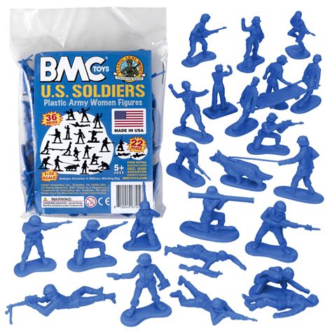 Bmc Plastic Army Women Blue 36pc Female Soldier Figures Made In Usa