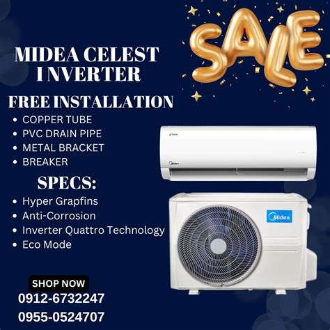 Midea Celest Inverter Split Type Aircon Free Installation Tv And Home