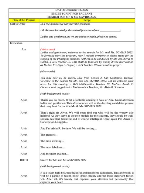 Emcee Script For Pageant Pdf