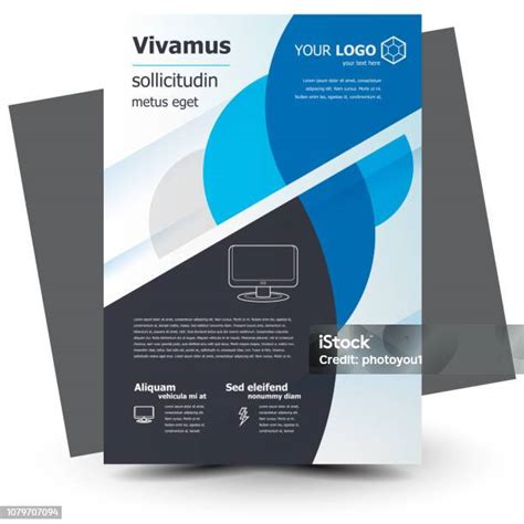 플라이어 브로셔 디자인 서식 파일 원 테마 창조적인 전단지 트렌드 커버 블루 색상 공란에 대한 스톡 벡터 아트 및 기타 이미지 공란 교과서 깨끗한 Istock