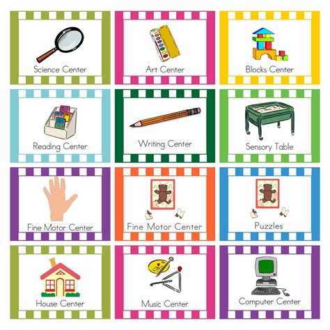 Printable Preschool Center Signs With Objectives Classroom Center