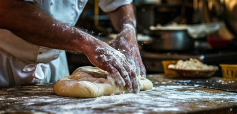 Ai Generated Chef Kneading Dough On Wooden Countertop 36746966 Stock