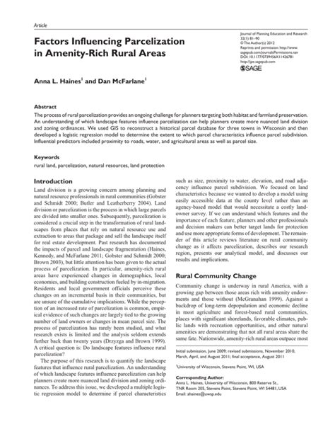 Factors Influencing Parcelization Article 426781