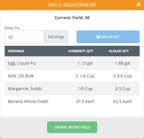 Scaling Recipe By Yield For A My Recipe Only Mealsuite