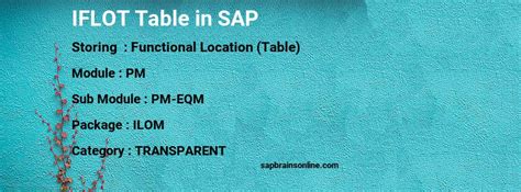 Iflot Sap Table For Functional Location Table