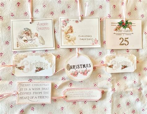 Shabby Chic Pink Christmas T Tags Pink Roses Christmas T Tags