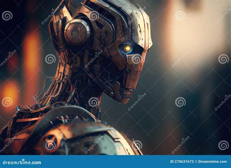 A Humanoid Robot Sits Contemplating On The Side Of A City Street