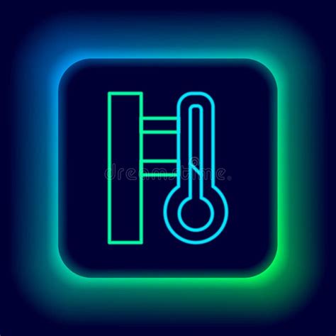 Glowing Neon Line Meteorology Thermometer Measuring Icon Isolated On Black Background
