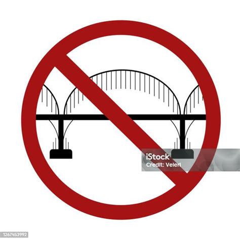 교량 건설금지 금지의 빨간 기호에 기둥에 다리의 검은 실루엣 벡터 금지 기호 강에 대한 스톡 벡터 아트 및 기타 이미지 강 거리 건물 외관 Istock