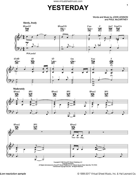 Neil Diamond Yesterday Sheet Music For Voice Piano Or Guitar