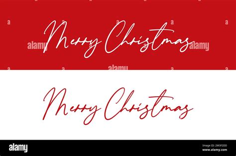Merry Christmas Script Hand Lettering On White And Red Backgrounds