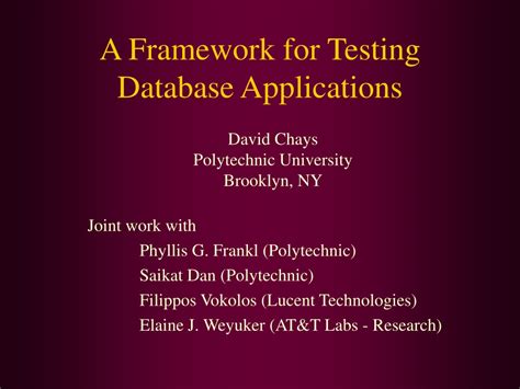 Ppt A Framework For Testing Database Applications Powerpoint