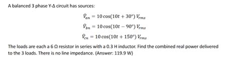 solved a balanced 3 ﻿phase y Δ ﻿circuit has