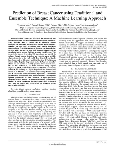 Pdf Prediction Of Breast Cancer Using Traditional And Ensemble