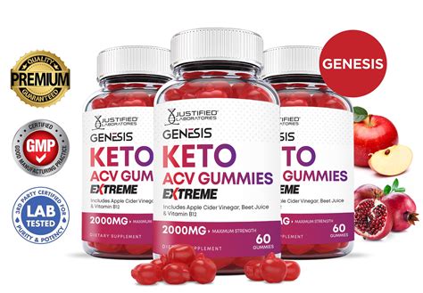 3 Pack Genesis Keto Extreme Acv Gummies 2000mg Dietary Supplement 180