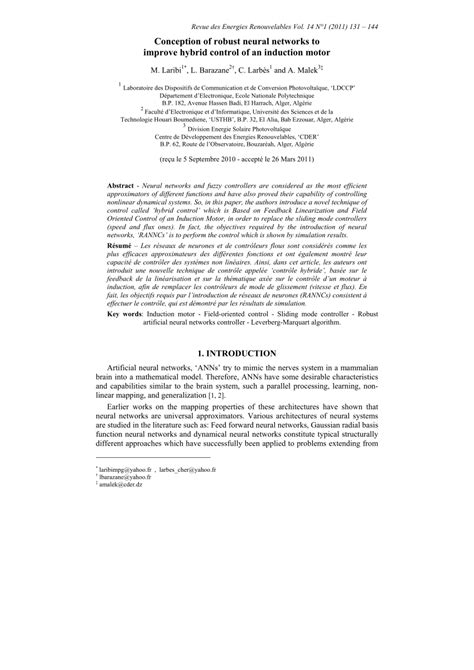 Pdf Conception Of Robust Neural Networks To Improve Hybrid Control Of