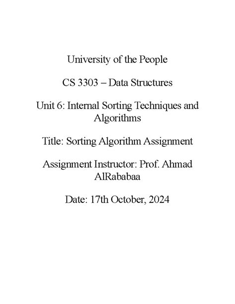 Assignment Unit 6 Data Structures University Of The People Cs 3303