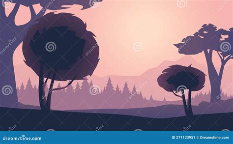 A Simple Forest At Sunset Parallax Ready Stock Vector Illustration Of