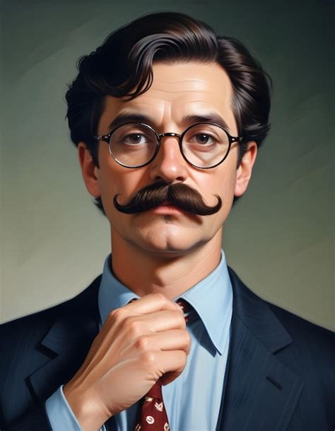 A Drawing Of A Man With A Mustache And Glasses Premium Ai Generated Image