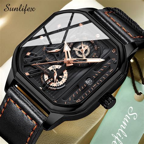 Jual Sunlifex Jam Tangan Pria 9095 Kuarsa Olahraga Kasual Tali Kulit