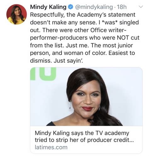 Mindy Kaling Says Television Academy Tried To Erase Her Writing Credits