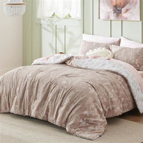 Bedsure King Comforter Set Taupe Comforter Cute Floral