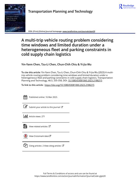 Rp01 A Multi Trip Vehicle Routing Problem Considering Time Windows And Limited Duration Under