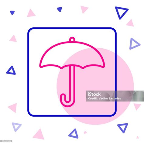 在白色背景上隔離的線傘圖示防水圖示保護安全安全理念防水符號五顏六色的輪廓概念向量插圖向量圖形及更多矢量圖圖片 矢量圖 雨 不透水