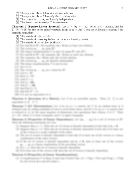 SOLUTION Linear Algebra Summary Sheet Studypool