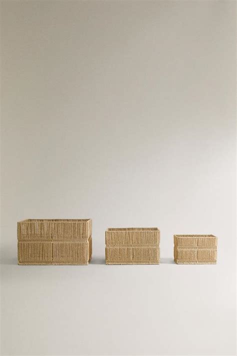 Woven Paper Basket Ecru Zara Mexico