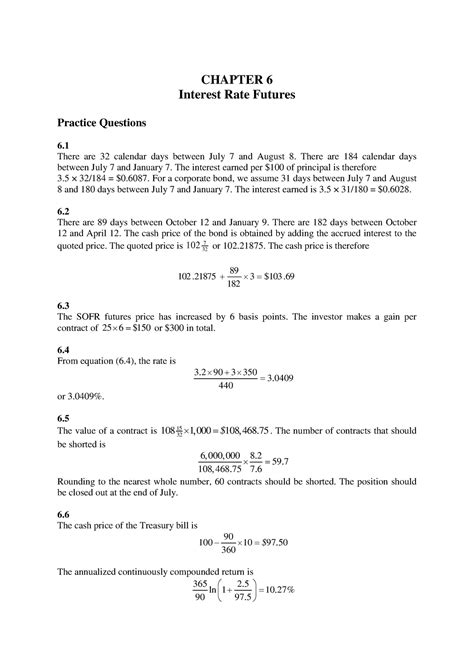 Hull OFOD 11e Solutions Ch 06 GE CHAPTER 6 Interest Rate Futures