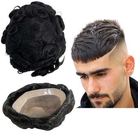 Toupee For Men Human Hair Mens Toupee Mono Base With Npu