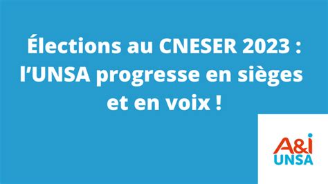 A I UNSA Élections au CNESER 2023 lUNSA progresse en sièges et en