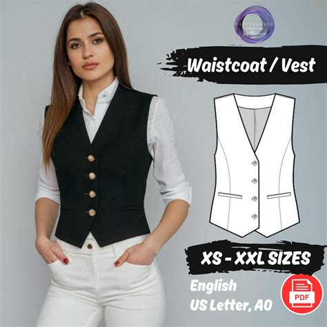 Waistcoat Sewing Pattern Women Vest Sewing Pattern Button Crop Top Pattern Corset Waistcoat Vest