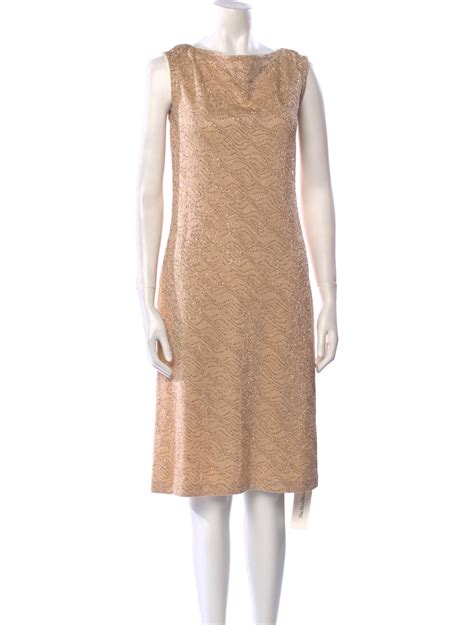 St John Evening Bateau Neckline Knee Length Dress Orange Dresses