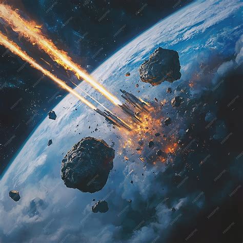 Planetary Defense System Activating As A Large Asteroid Approaches Premium Ai Generated Image