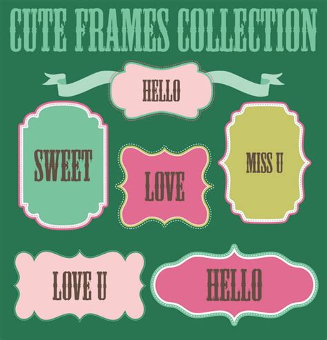 Cute Sweet Frames Set Vector Graphics 02 Welovesolo