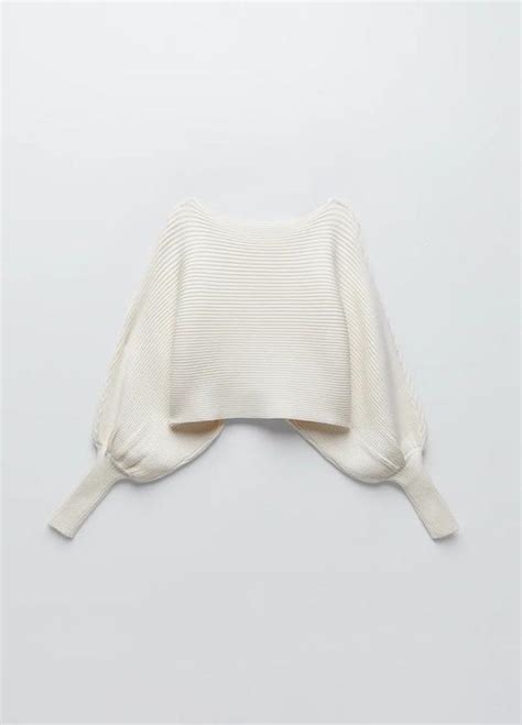 Білий светр Zara з обємними рукавами балонами на манжетці — ціна 800 грн у каталозі Светри