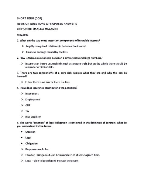 Proposed Cop V1 21 V1 Questions And Answers Short Term Cop Revision