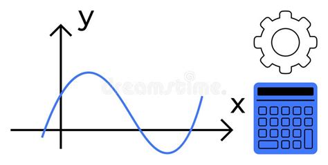 Mathematical Function Graph With Calculator And Gear For Technical