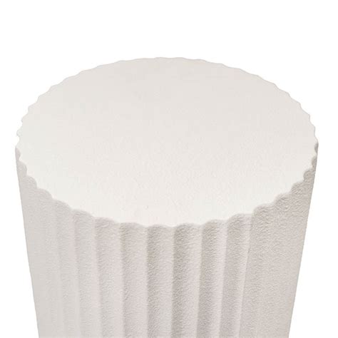 Fibreglass Fluted Round Plinth Limestone White 40x70cmh