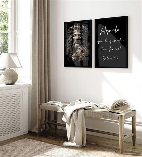 Quadro Decorativo Religioso Leão Frases Vidro 40x60cm Elo7