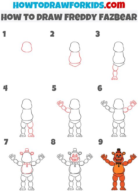 Freddy Nights Fazbear Five Draw Coloring Drawing Step Fnaf Pages The