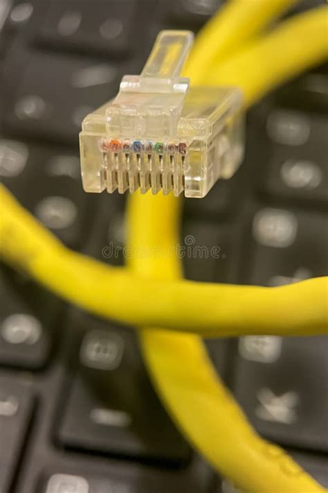 Ethernet Cable Close Up A Close Up Photo Of An Ethernet Cable Connector