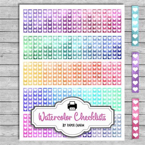 Watercolor Checklist Stickers Printable Planner Stickers