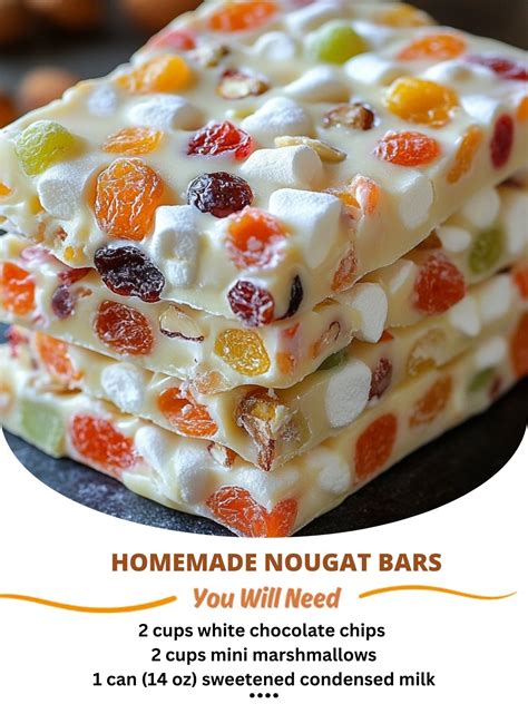 Mood Of Calmness - Homemade Nougat Bars Ingredients: 2 cups white chocolate chips (or chopped ...