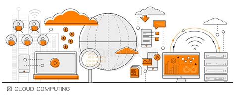 Modern Flat Thin Line Design Vector Illustration Concept Of Cloud