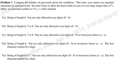 Solved Problem 7 Compute The Number Of Passwords Given The