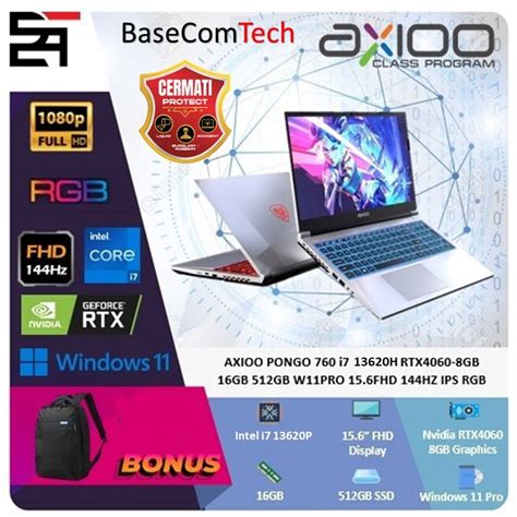 Jual Axioo Pongo 760 V2 I7 13620h Rtx4060 8gb Ram 16gb 512gb W11 15 6